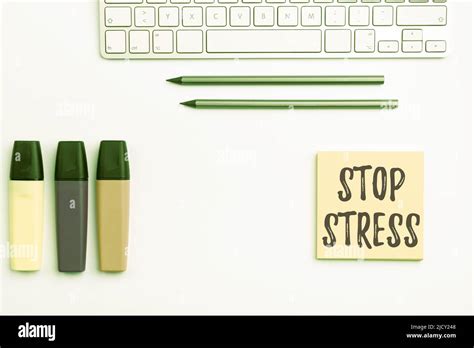 Sign Displaying Stop Stress Concept Meaning Seek Help Take Medicines Spend Time With Loveones