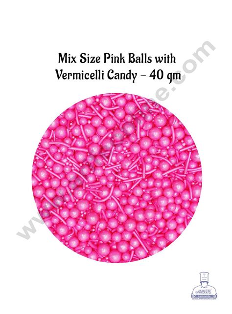 Cake Decor™ Sugar Candy Mix Size Pink Balls With Vermicelli Candy Arife Online Store