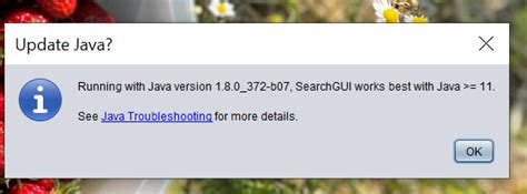 java update warning message even after java updated · issue 518 · compomics peptide shaker · github