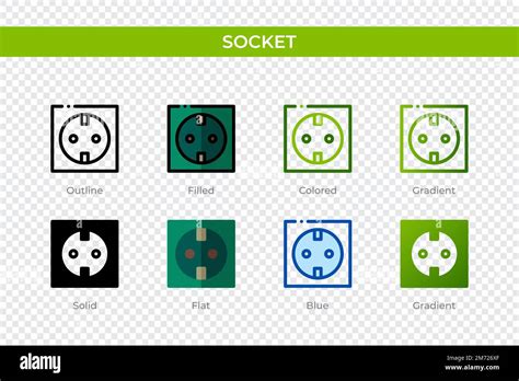 Socket Icon In Different Style Socket Vector Icons Designed In Outline Solid Colored Filled