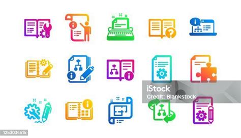 기술 문서 아이콘입니다 지침 계획 및 설명서 클래식 아이콘 세트 벡터 0명에 대한 스톡 벡터 아트 및 기타 이미지 0명