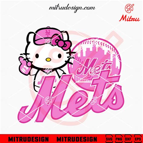 Pink Hello Kitty Mets Baseball Svg Funny Kitty New York Mets Svg Vector Dinosvg