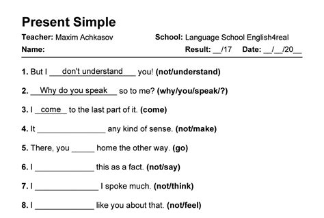 Present Simple Test Klasa 4