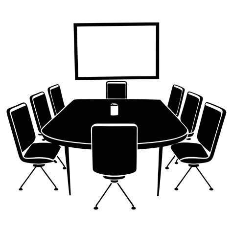 Lino Cut Meeting Room Silhouette White Background 46959143 Vector Art