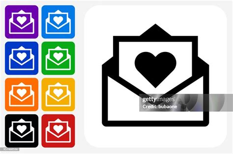 Love Letter Icon Square Button Set High Res Vector Graphic Getty Images
