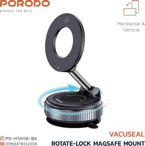 Porodo Vacuseal Rotate Lock Car Phone Mount Compatible With Magsafe