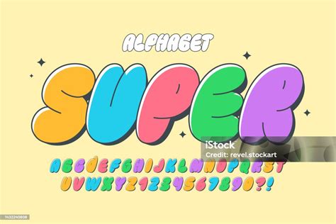 트렌디 버블 코믹 알파벳 디자인 다채로운 서체 0명에 대한 스톡 벡터 아트 및 기타 이미지 0명 3차원 형태 공예 Istock