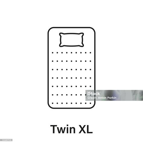 매트리스 트윈 Xl 사이즈 라인 아이콘입니다 침대 크기 치수 선형 픽토그램 호텔 또는 홈 아이콘의 침실에 대한 침대 길이 측정 매트리스 크기 편집 가능한 획 고립된 벡터