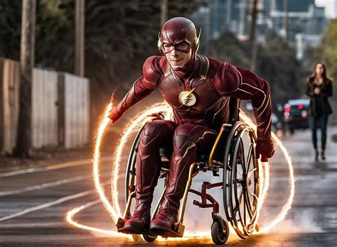 Prompt Barry Allen The Flash On Wheelchair Moving At Supersonic Speed