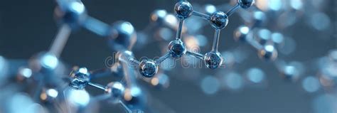 Molecular Structure Model Illuminated In Soft Blue Light Showcasing