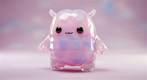 Dreamy Translucent Pink Creature Iridescent Smooth Surface Cute And