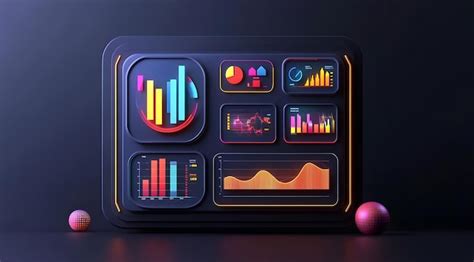 Futuristic Interface With Neon Charts And Graphs Premium Ai Generated Image