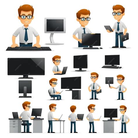 Software Developer Vector Set White Background Isolated A High