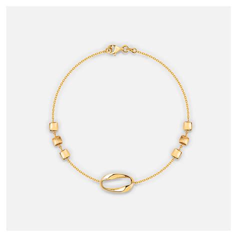 Złota Bransoletka Ze Zdobieniami Satinata Próba 585