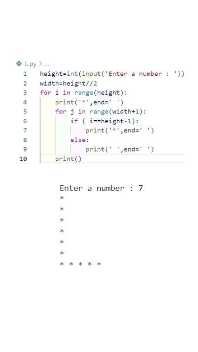🔠 L Programming Coding Trending Viral Shorts Videos Python Pattern Pythonpattern