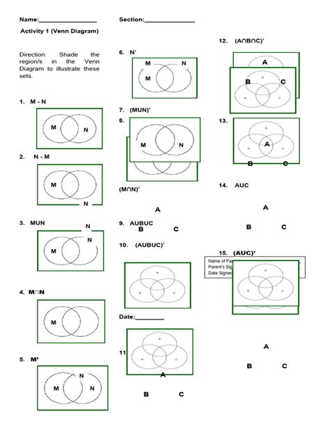 Venn Diagram Shading Pdf