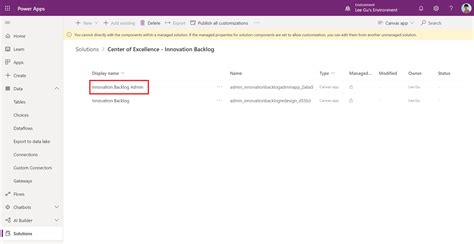 innovation backlog bileşenlerini ayarlama power platform microsoft