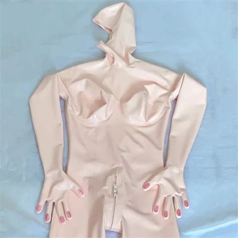 Latex Rubber Catsuit For Men Sensual Latex Catsuit Latex Mask Hood