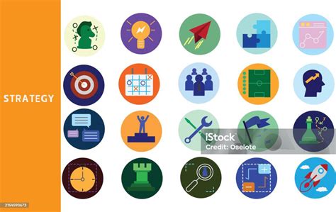 전략 업무 목표를 달성하기 위해 사업을 수행하는 계획 단계 비즈니스 아이콘 집합 아이콘 기호 모음 벡터 일러스트 레이 션 개념에 대한 스톡 벡터 아트 및 기타 이미지