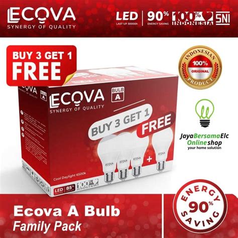 Jual Lampu Led A Bulb Family Paket Hemat Gratis Murah Ecova W Watt Shopee