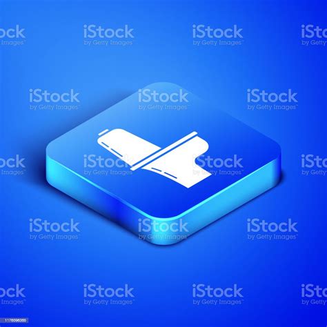 파란색 배경에 격리 된 등각 측정 화장실 그릇 아이콘입니다 파란색 사각형 버튼입니다 벡터 일러스트레이션 가정 생활에 대한 스톡 벡터 아트 및 기타 이미지 Istock