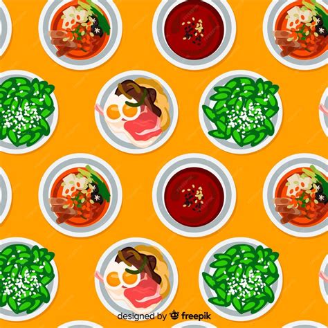 플랫 음식 배경 무료 벡터