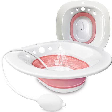 Foldable Sitz Bath With Flusher Pink Postpartum And Hemorrhoid Relief