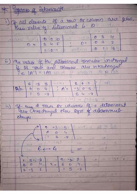 Solution Notes Mathematics Determinants Handwritten Formula