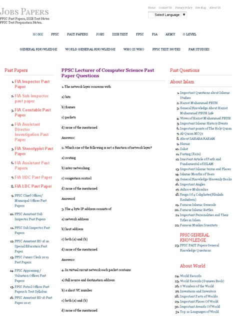 Ppsc Lecturer Of Computer Science Past Paper Pdf Scheduling Computing Relational Model
