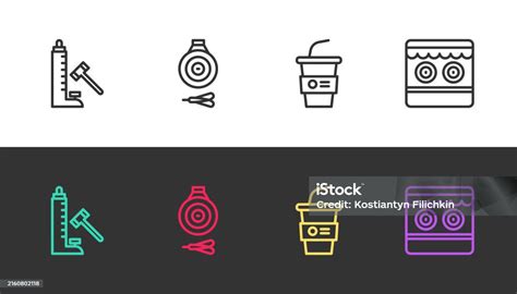 해머 클래식 다트 보드와 화살 종이 유리 물 흑백의 슈팅 갤러리로 스트라이커 어트랙션을 설정하세요 벡터 건강 검진에 대한 스톡 벡터 아트 및 기타 이미지 Istock