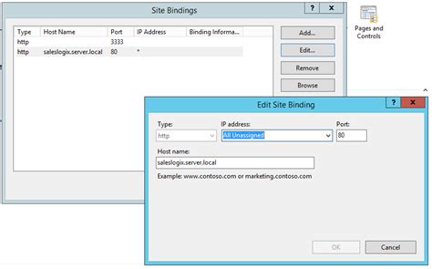IIS Binding Configuration For Infor CRM SLX Customer FX