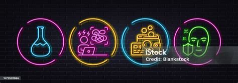 검사 화학 실험실 및 어려운 스트레스 최소 선 아이콘 웹 응용 프로그램의 경우 벡터 인쇄 3차원 형태에 대한 스톡 벡터 아트 및