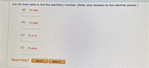 Solved Use The Body Table To Find The Specified Z Number Chegg