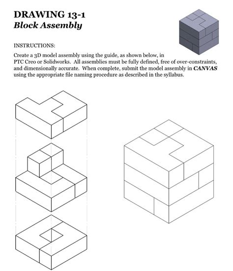 Solved Drawing 13 1 Block Assembly Instructions Create A 3d