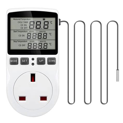 Digital Temperature Controller Thermostat Outlet Socket Plug Heating Cooling Timer For Homebrew