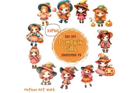 Pumpkin Girl A0361 Graphic By Metinee Art Work · Creative Fabrica