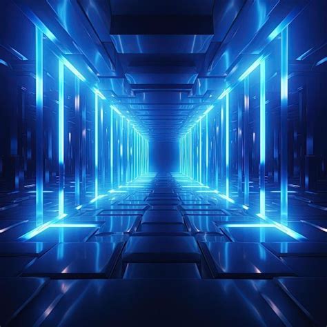 Fondo Azul Neón Abstracto Espacio Cibernético Universo Paralelo Líneas