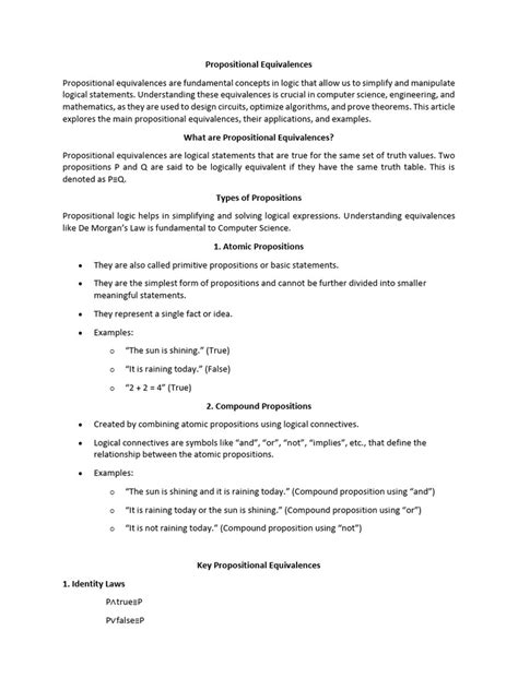 Propositional Equivalencesand Ruleof Inference Pdf Logic Proposition