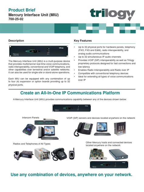 Mercury Interface Unit Us Pdf Voice Over Ip Session Initiation