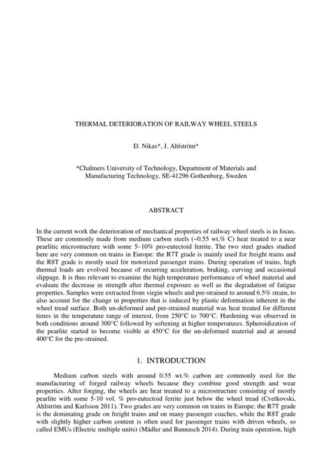 Pdf Thermal Deterioration Of Railway Wheel Steels
