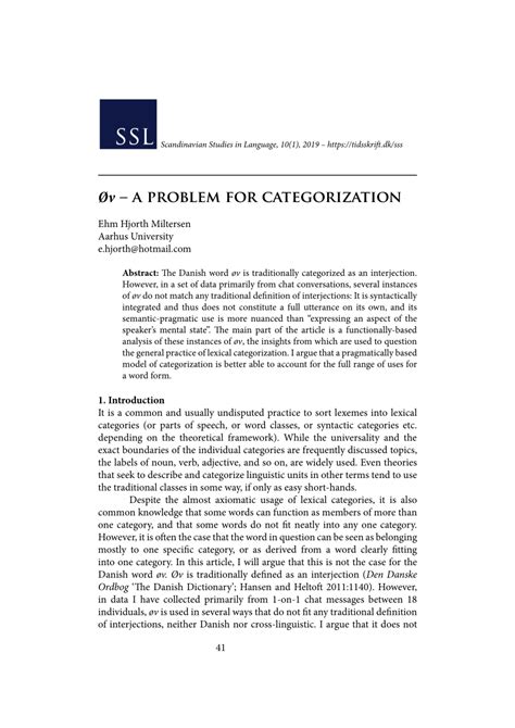 Pdf Øv A Problem For Categorization