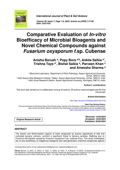 Pdf Comparative Evaluation Of In Vitro Bioefficacy Of Microbial Bioagents And Novel Chemical