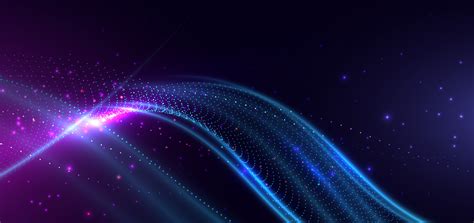Abstract Technology Futuristic Digital Concept Wave Dot Pattern With Lighting Glowing Particles