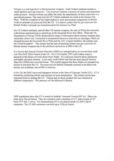 John Ainslie Draft UK Tritium Uses Nuclear Information Service