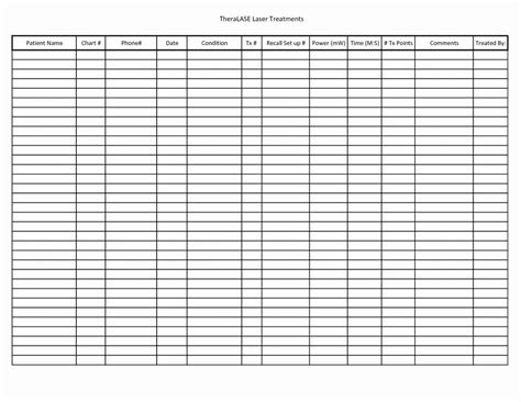 Patient Tracking Spreadsheet Template