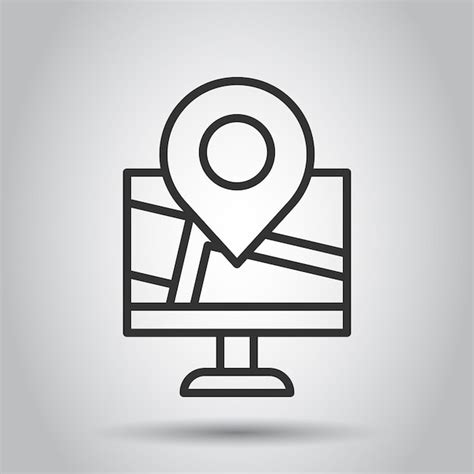Premium Vector Computer Navigation Icon In Flat Style Monitor Pin Gps