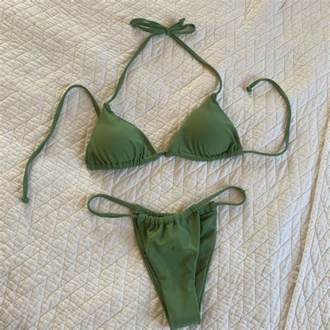 Green Princess Polly String Triangle Bikini Set Depop