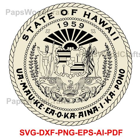 Great Seal State Of Hawaii Badge Laser Cutting Vector Art Cut
