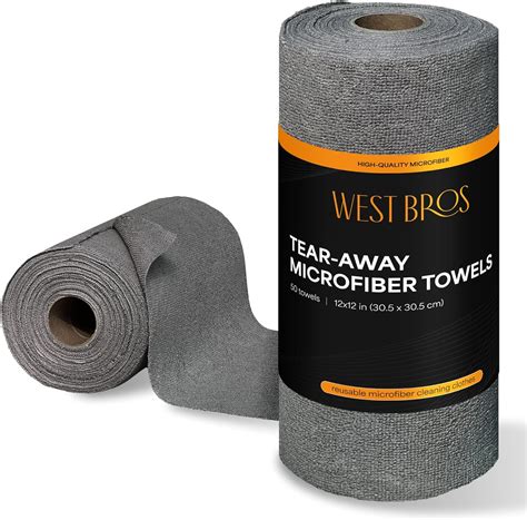 West Bros Microfiber Cleaning Cloth Roll 50 Pack Reusable