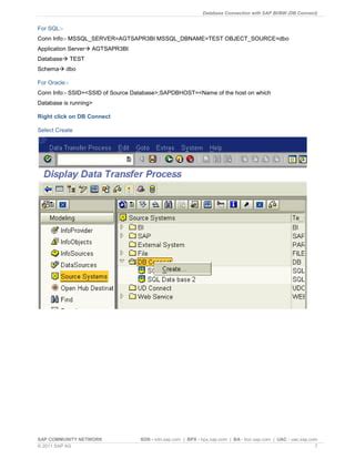 Db Connect With Sap Bw PDF Databases Computer Software And Applications